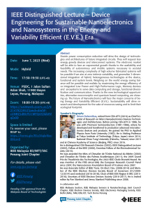 IEEE Distinguished Lecture – Device Engineering for Sustainable ...
