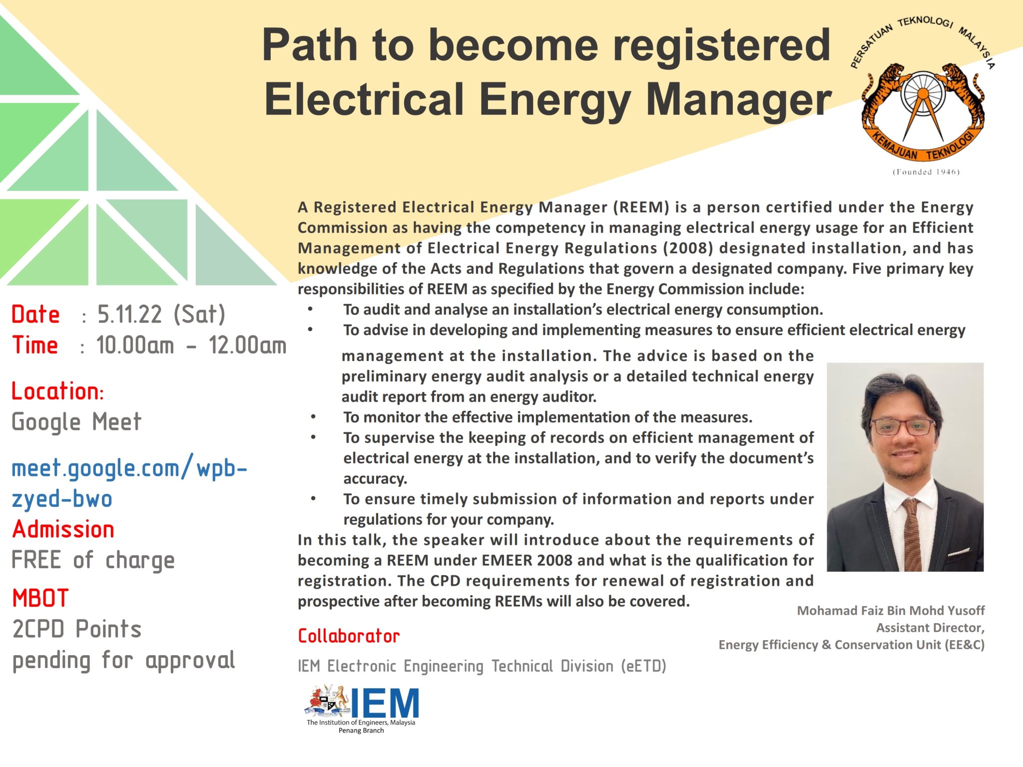 Path to become registered Electrical Energy Manager – Technological ...